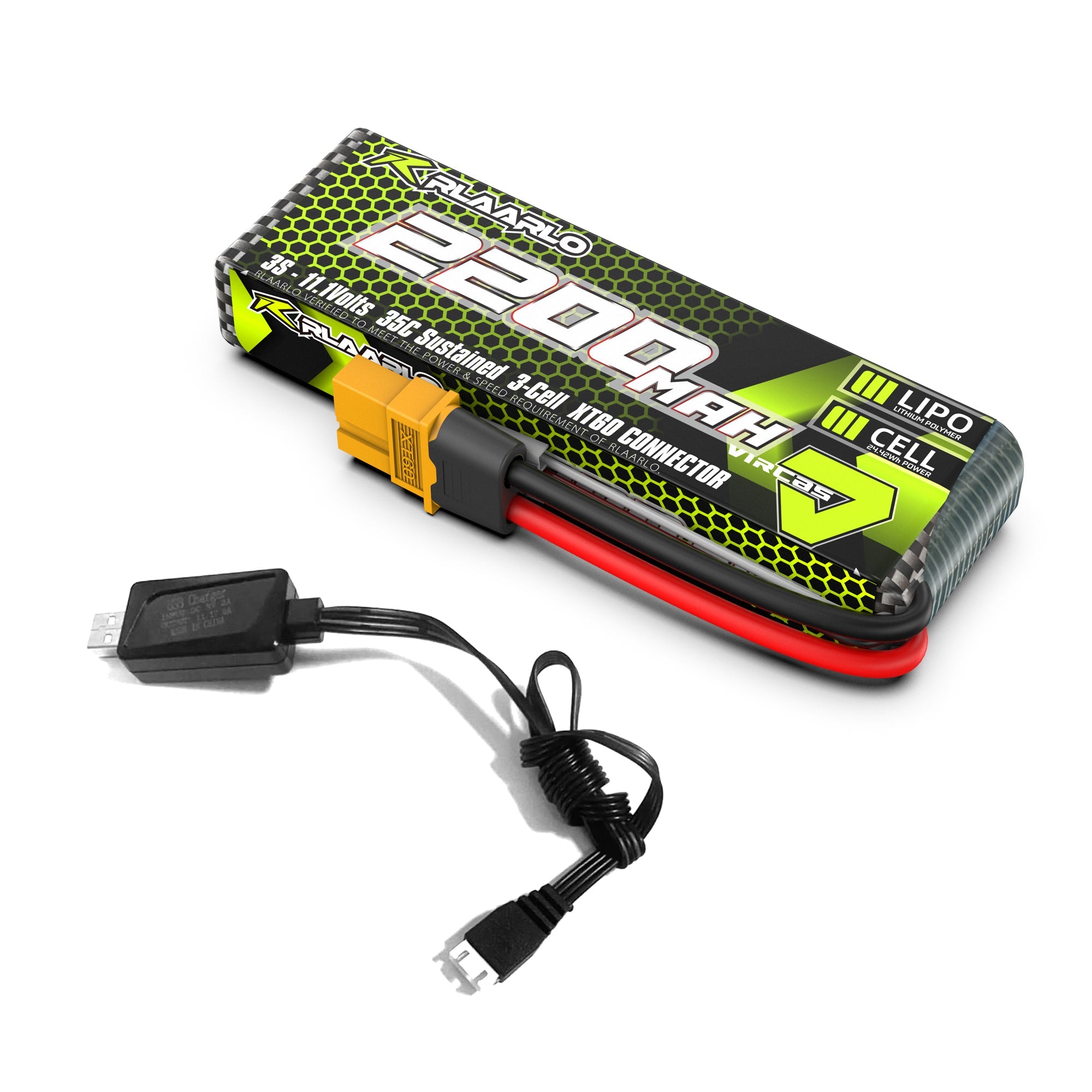 Rlaarlo 2200mAh 3S LiPo Battery + 3S Charging Cable (RE032 + RC12100) – Direct RC