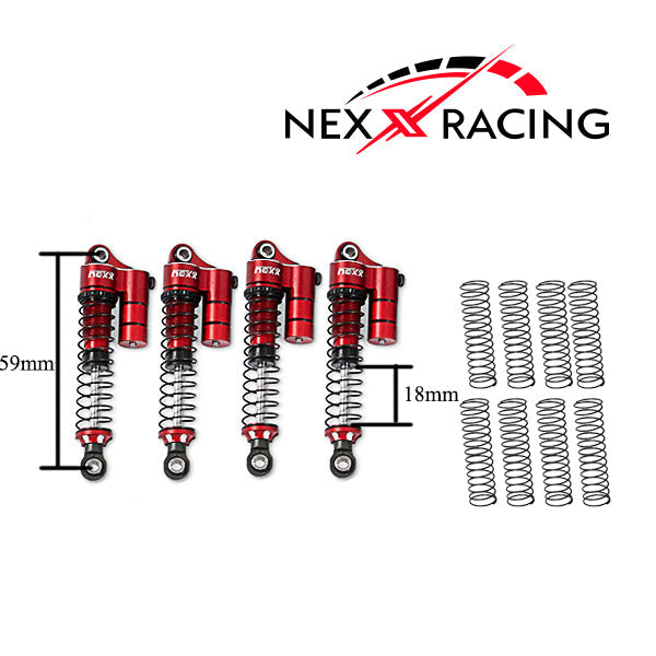 Nexx Racing 59mm Long Reservoir shocks (4pcs) for Redcat MT-18 - Red ...
