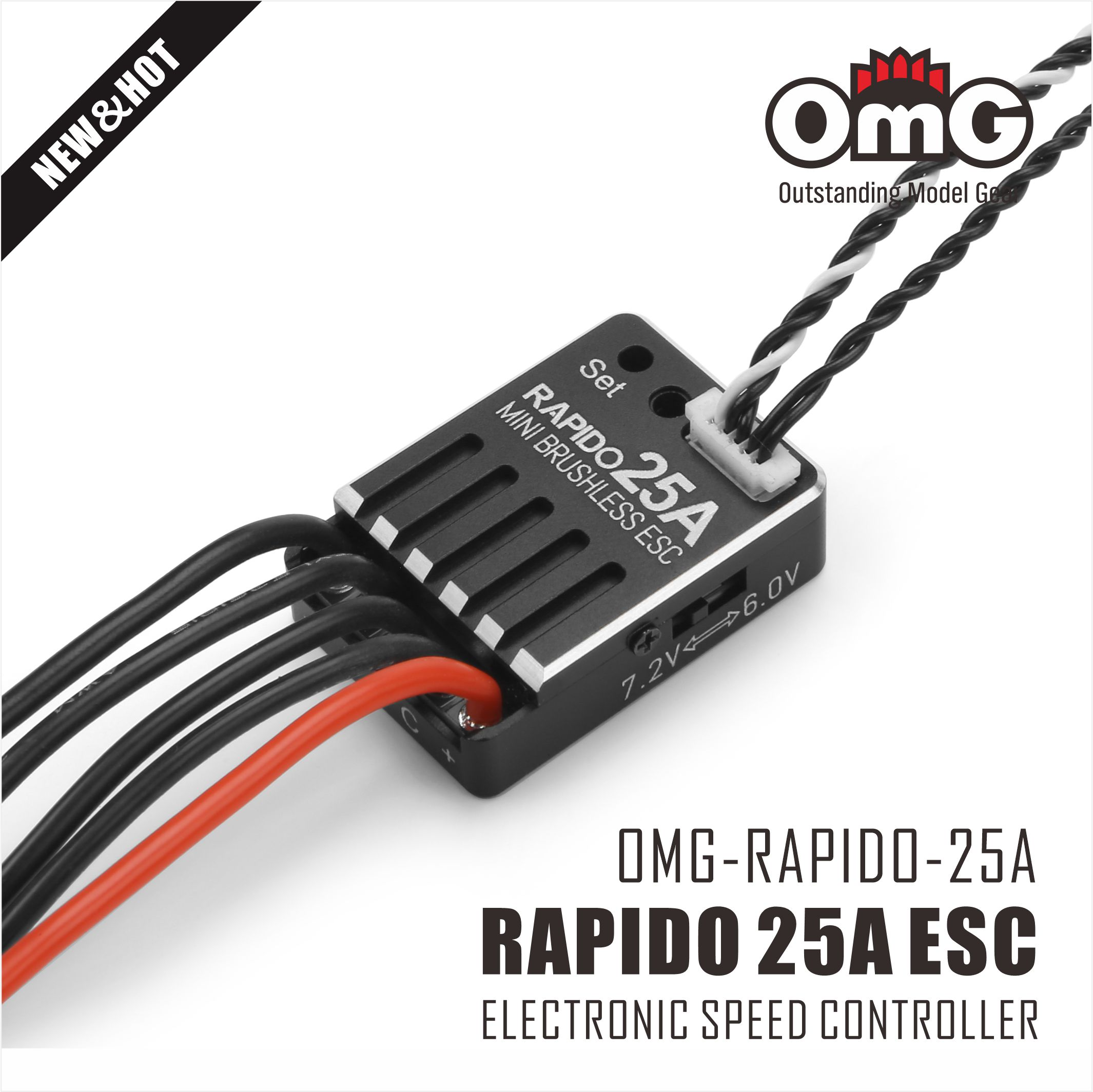 OMG RAPIDO 25A Sensorless Brushless ESC - Black – Direct RC
